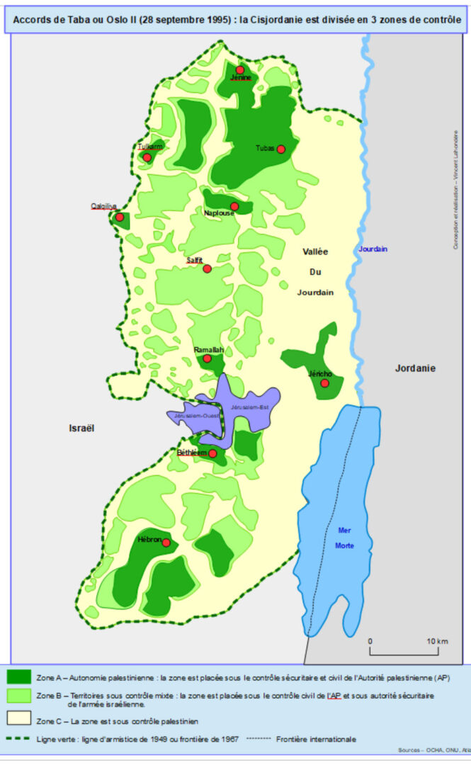 Les accords d'Oslo II (Taba, 28 septembre 1995) - Clio-Carto